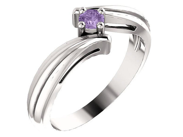 1 Birthstone Fluted Bypass Shank Mothers Ring - Mothers Rings