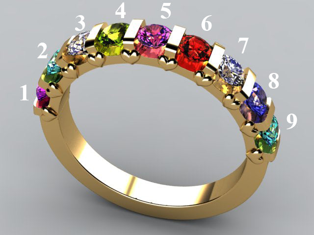 9 Stone Mothers Rings | Gold & Platinum